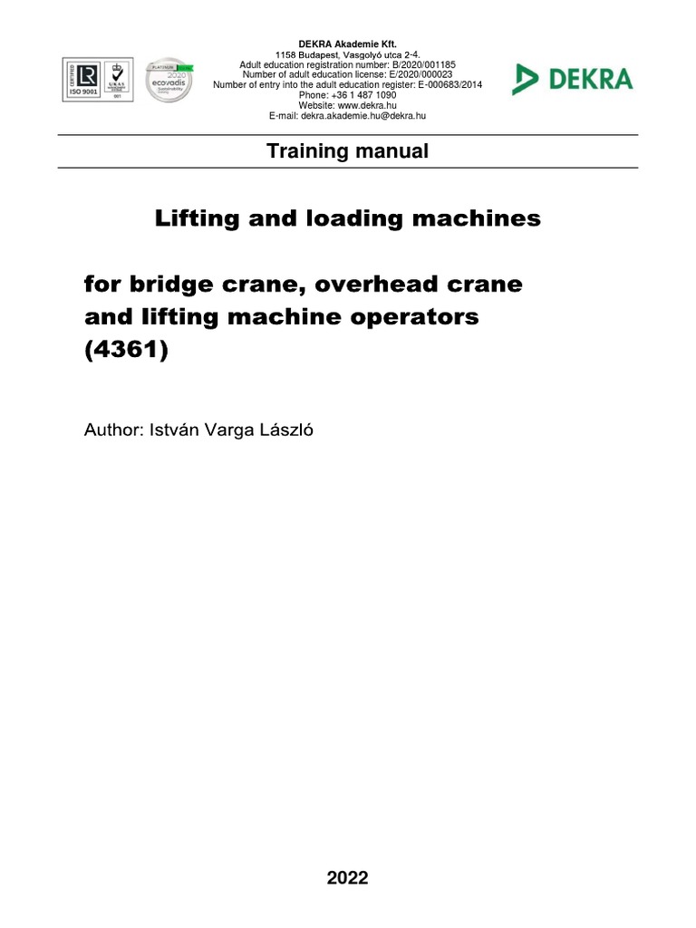 Lifting Machines Training Guide | PDF