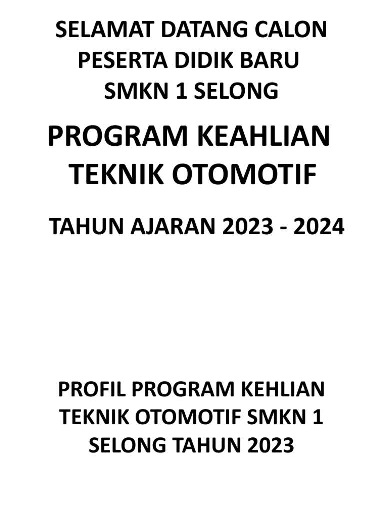 Program Keahlian Teknik Otomotif SMKN 1 Selong | PDF