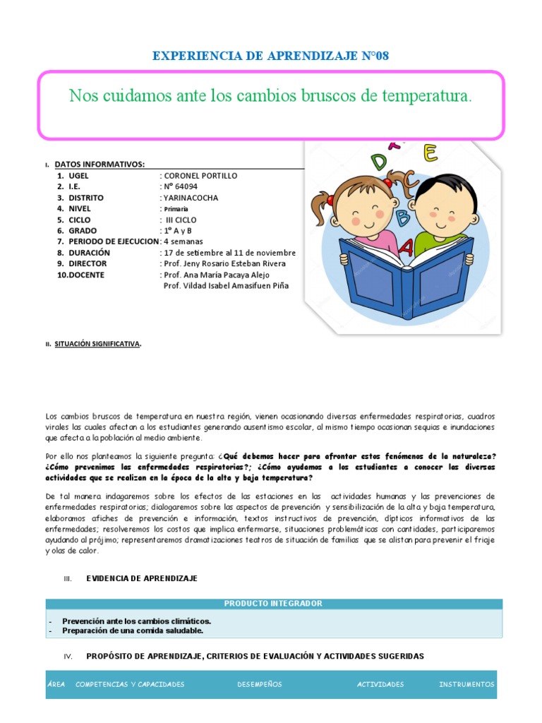 Experiencia de Aprendizaje #08 - Iii Ciclo | PDF