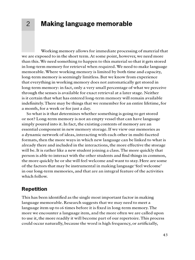 Language Memory Techniques | PDF | Memory | Learning