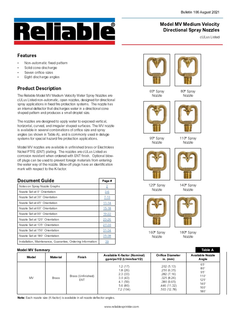 MV Directional Spray Nozzle Overview | PDF | Gases | Soft Matter