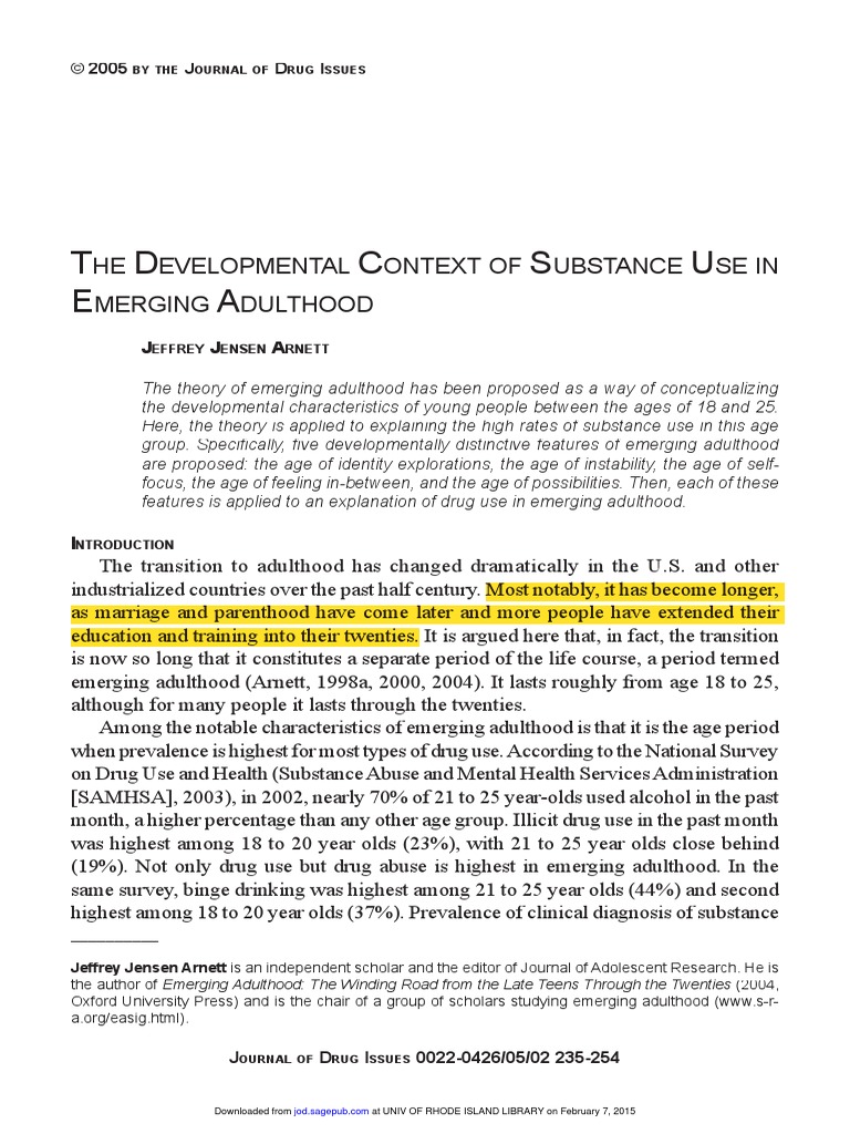 Arnett 2005 | PDF | Wellness | Self-Improvement