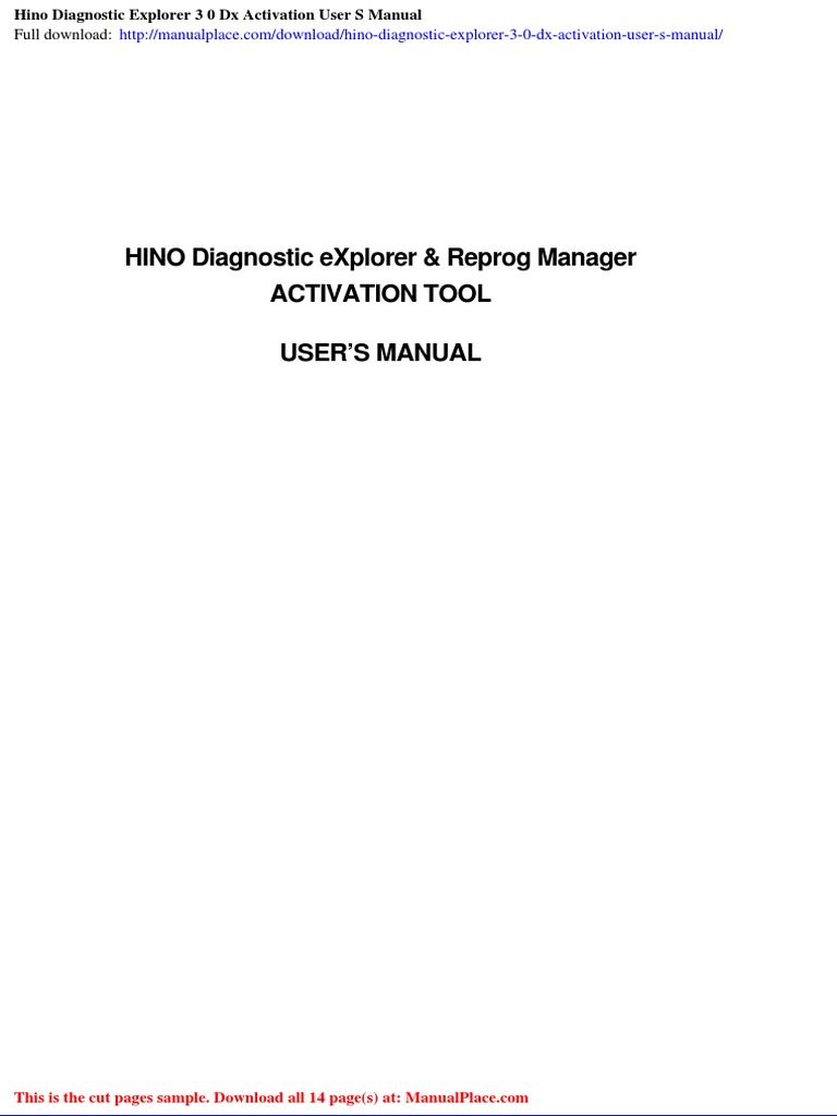 HINO Diagnostic Explorer User Manual | PDF