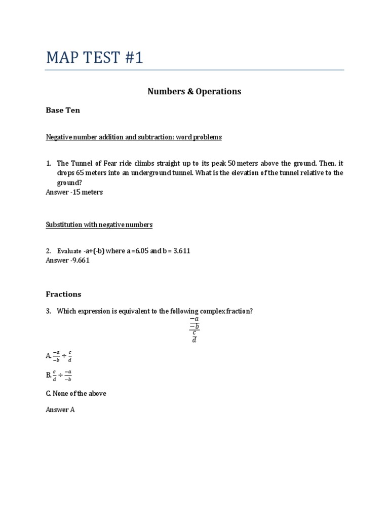 MUIDS MAP Test 1 Math Answer | PDF