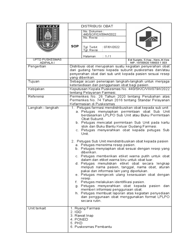 SOP Distribusi Obat | PDF