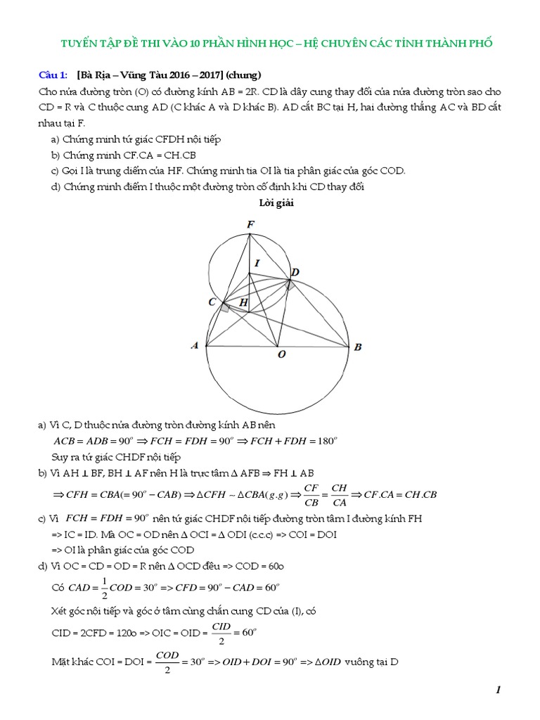 Tuyen Tap de Thi Vao 10 HH-He Chuyen | PDF