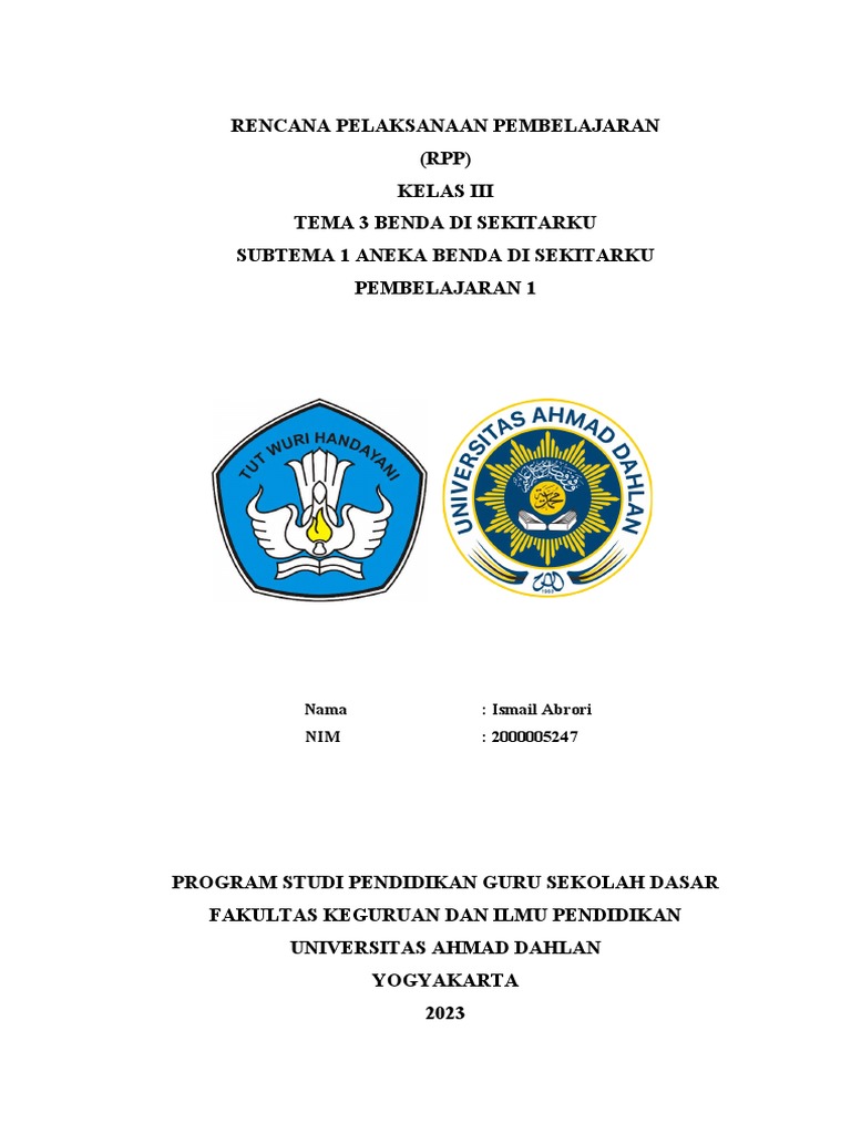 RPP Kelas 3 Tema 3 Subtema 1 Pemb 1 | PDF | Sains & Matematika
