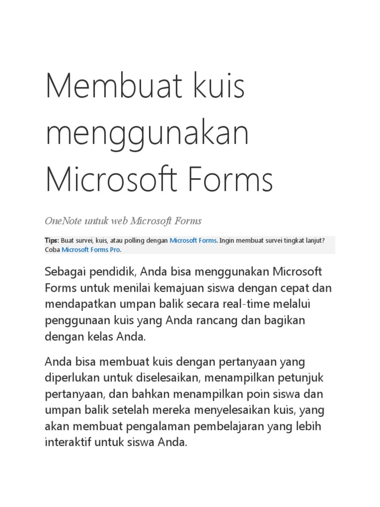 Membuat Kuis Menggunakan Microsoft Forms | PDF | Karier & Perkembangan