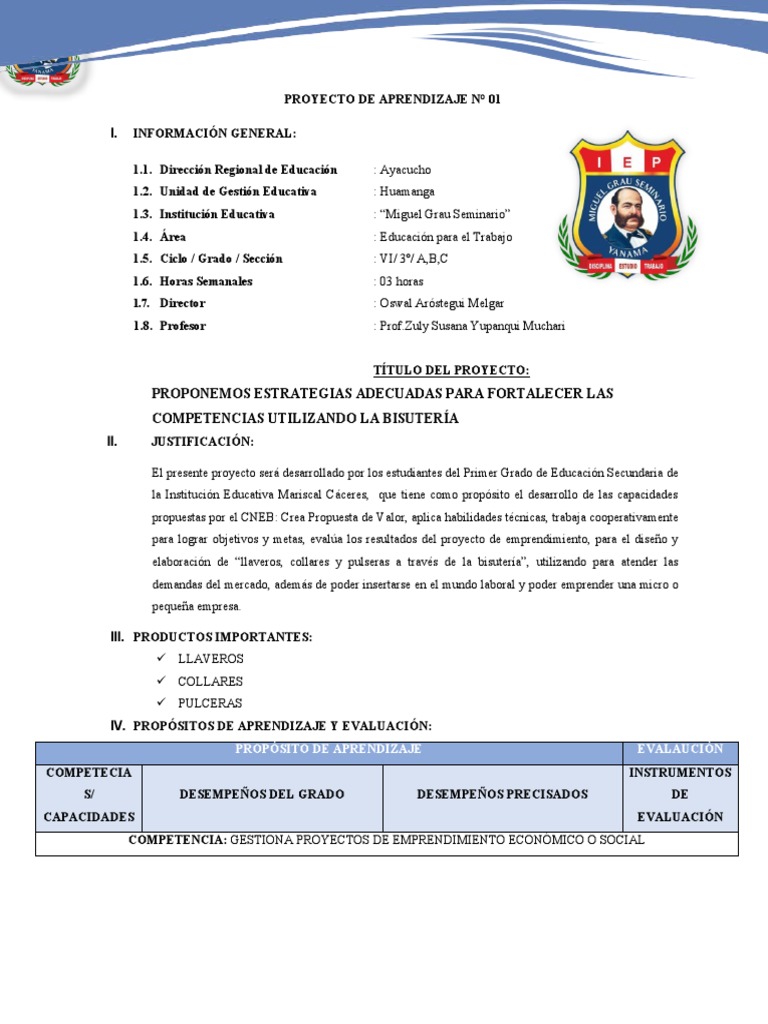 PROYECTOS DE APRENDIZAJE - 3RO Manualidades 2023. | PDF | Aprendizaje | Desigualdad social
