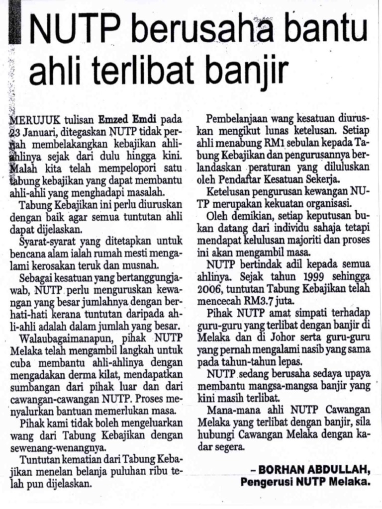 Bantuan Banjir Nutp | PDF