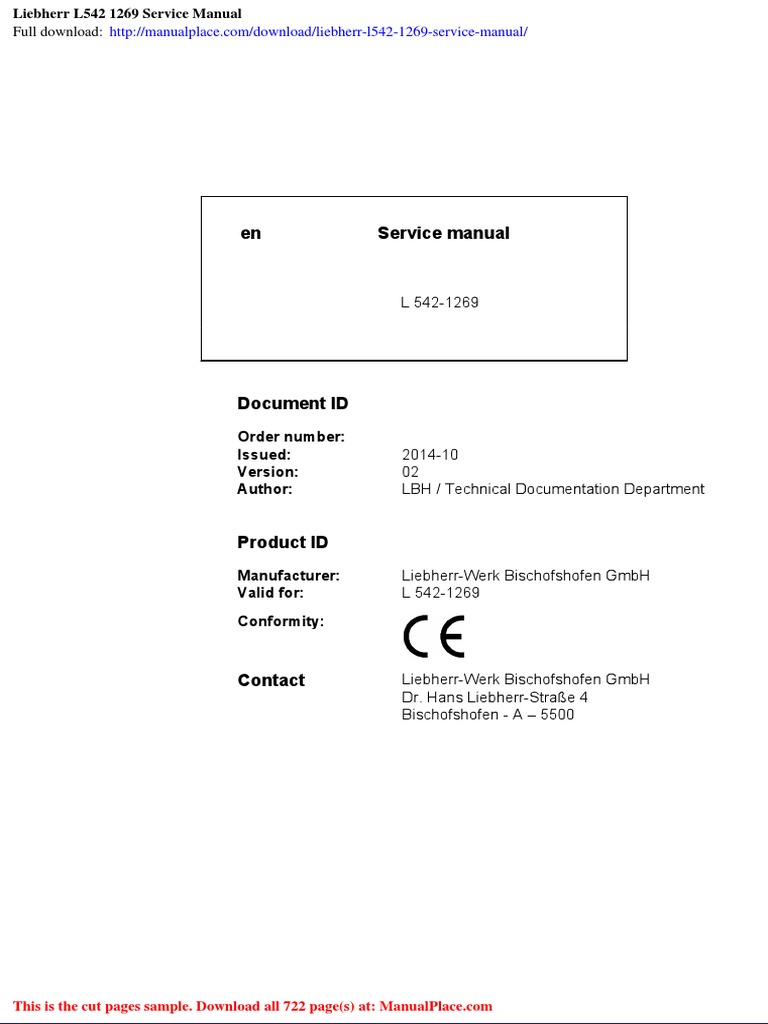 Liebherr l542 1269 Service Manual | PDF | Technology & Engineering