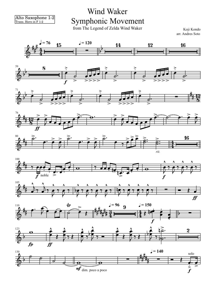 Wind Waker Symphonic Alto Sax Arrangement | PDF | Nintendo Franchises ...