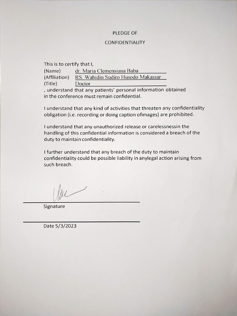 Pledge of Confidentiality Office Lens | PDF