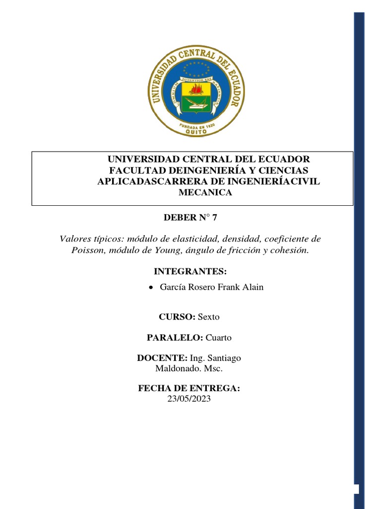 García Frank S7P4 Tarea7 | PDF | El módulo de Young | Hormigón