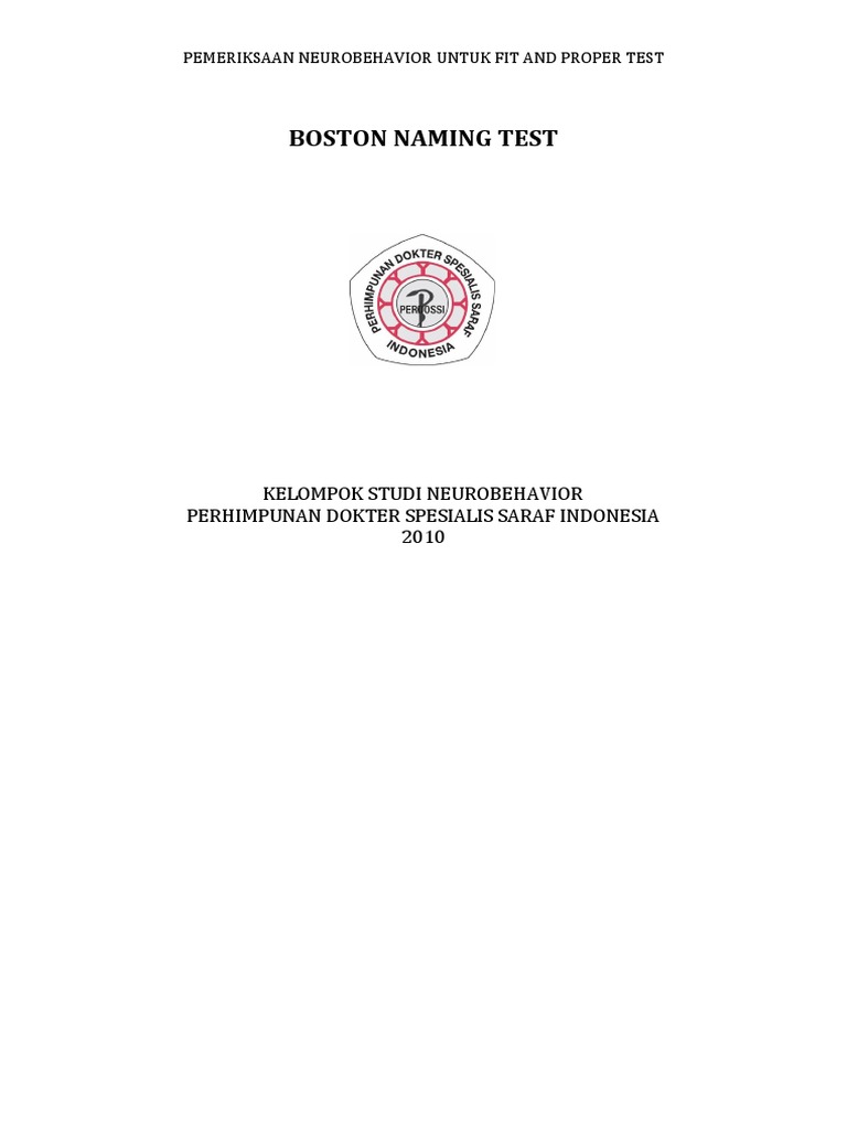 Boston Naming Test Stimulus Card | PDF