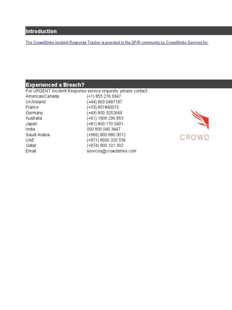 CrowdStrike Incident Response Tracker Template | PDF | Computing | Internet