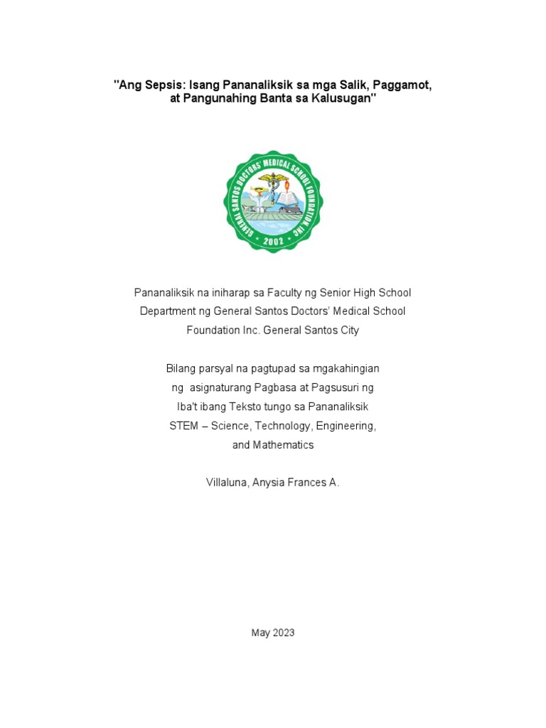 Filipino Sepsis Research | PDF