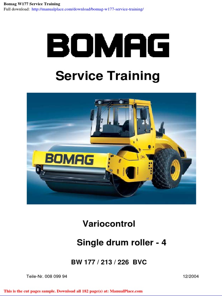 Bomag w177 Service Training | PDF | Steering | Equipment