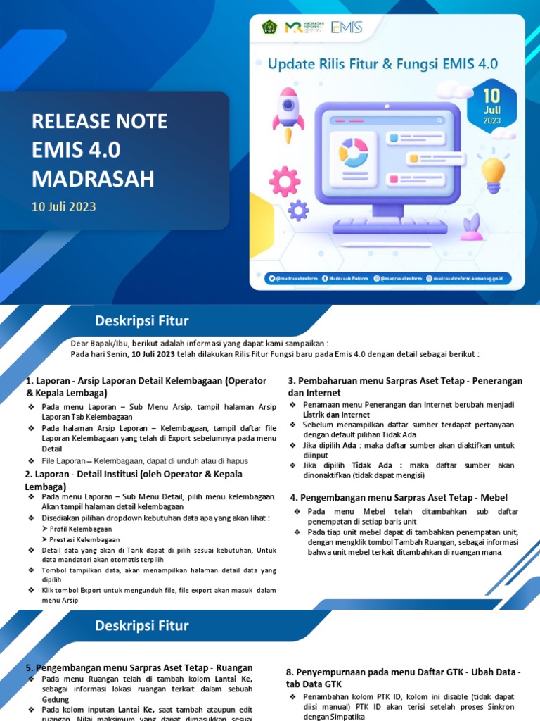 Rilis Note - #Emis2 - Sprint6-12 | PDF