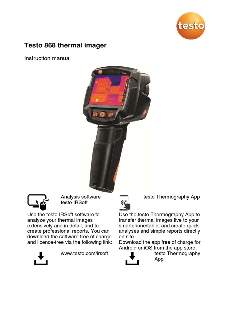 Testo 868 Thermal Imager From FW1.23.x Instruction Manual | PDF ...