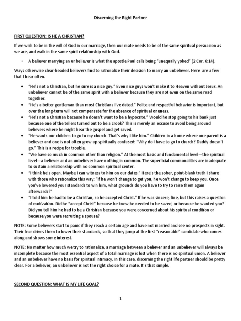 Discerning The Right Partner | PDF