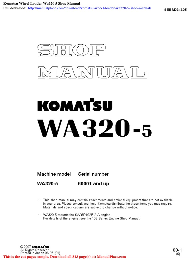 Komatsu WA320-5 Shop Manual | PDF | Rope | Welding