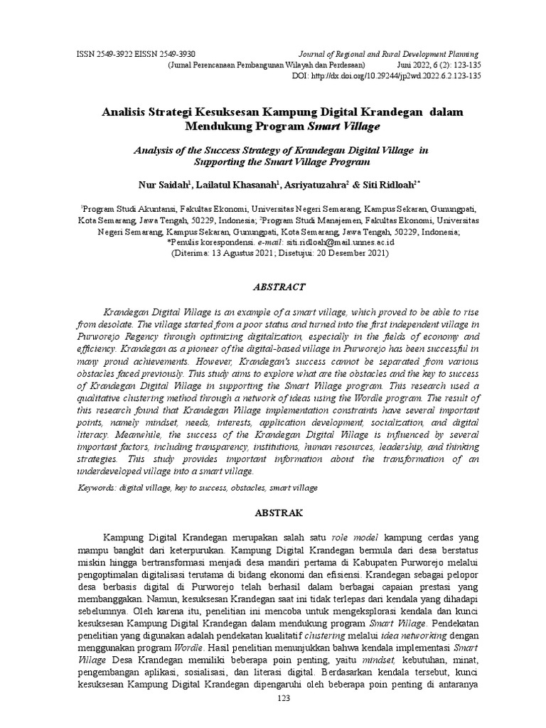 Analisis Strategi Kesuksesan Kampung Digital Krand | PDF | Indonesia