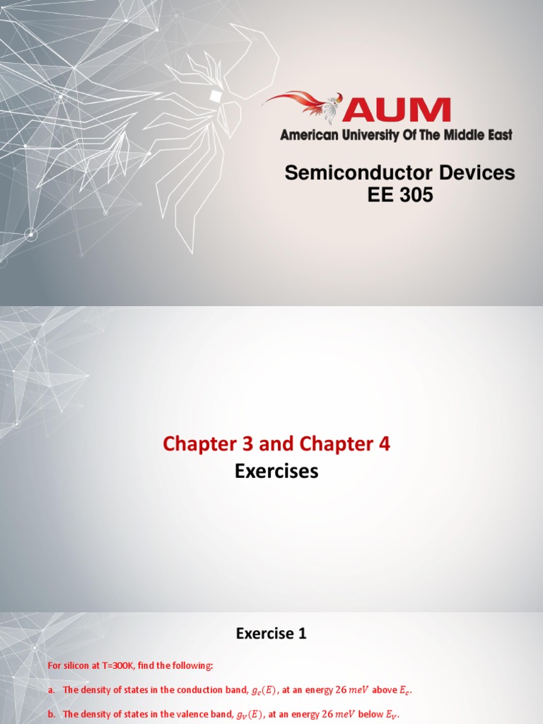 Exercises Chapter 3 and Chapter 4 | Download Free PDF | Semiconductors | Doping (Semiconductor)