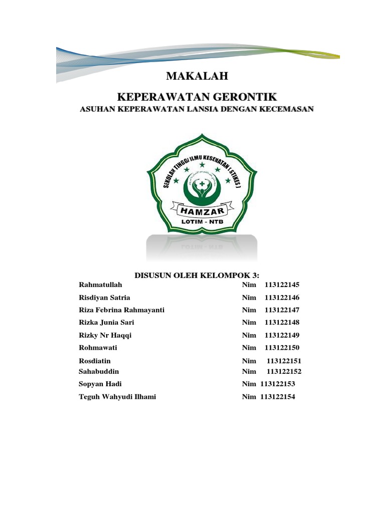 ASKEP LANSIA DENGAN KECEMASAN (KELOMPOK 3) fix | PDF