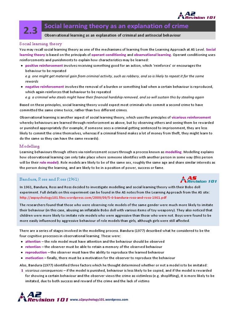 2 3 Social Learning Theory As An Explanation of Crime | PDF ...