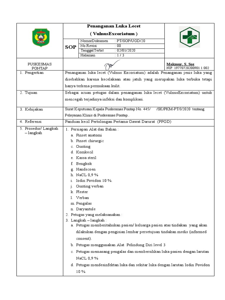 Sop Penanganan Luka Lecet | PDF