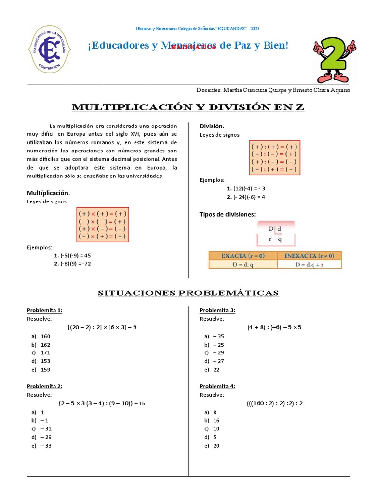 2 - Número Enteros II - 2023 - 2° | PDF