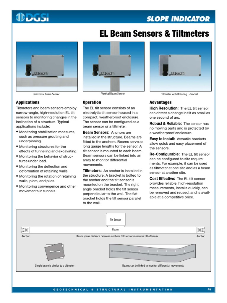 El Tiltmeter and Beam Sensor Datasheet | PDF