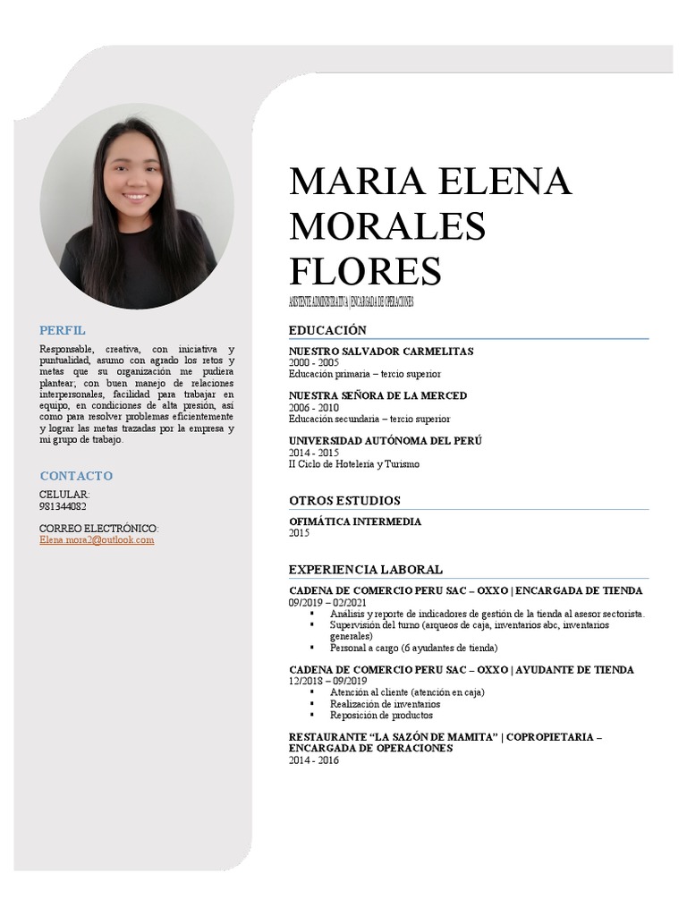 Cv. Maria Elena | PDF | Business | Economias