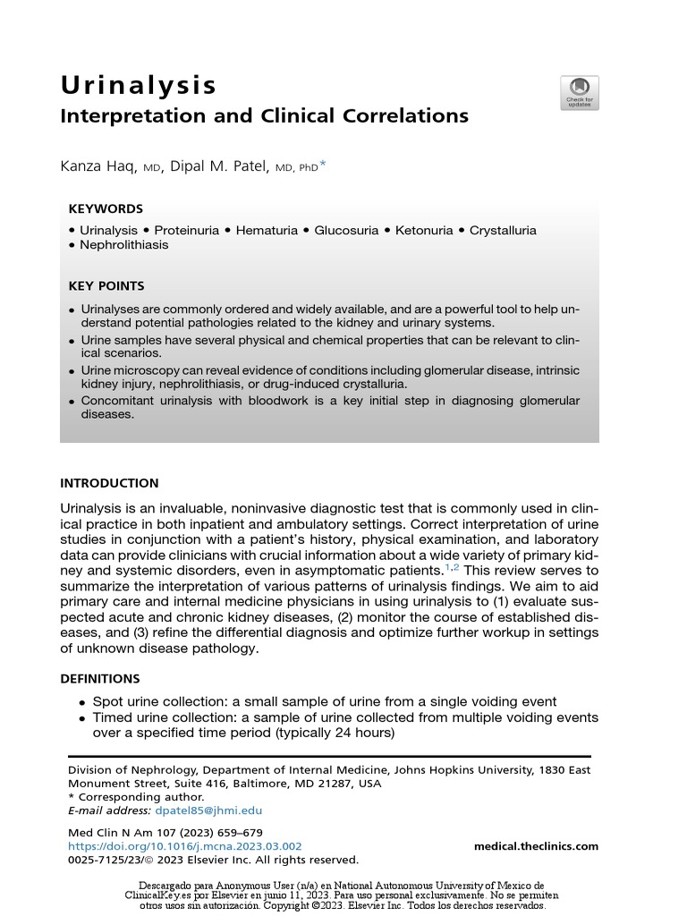 Urinalysis Interpretation and Clinical Correlations | PDF | Urine ...