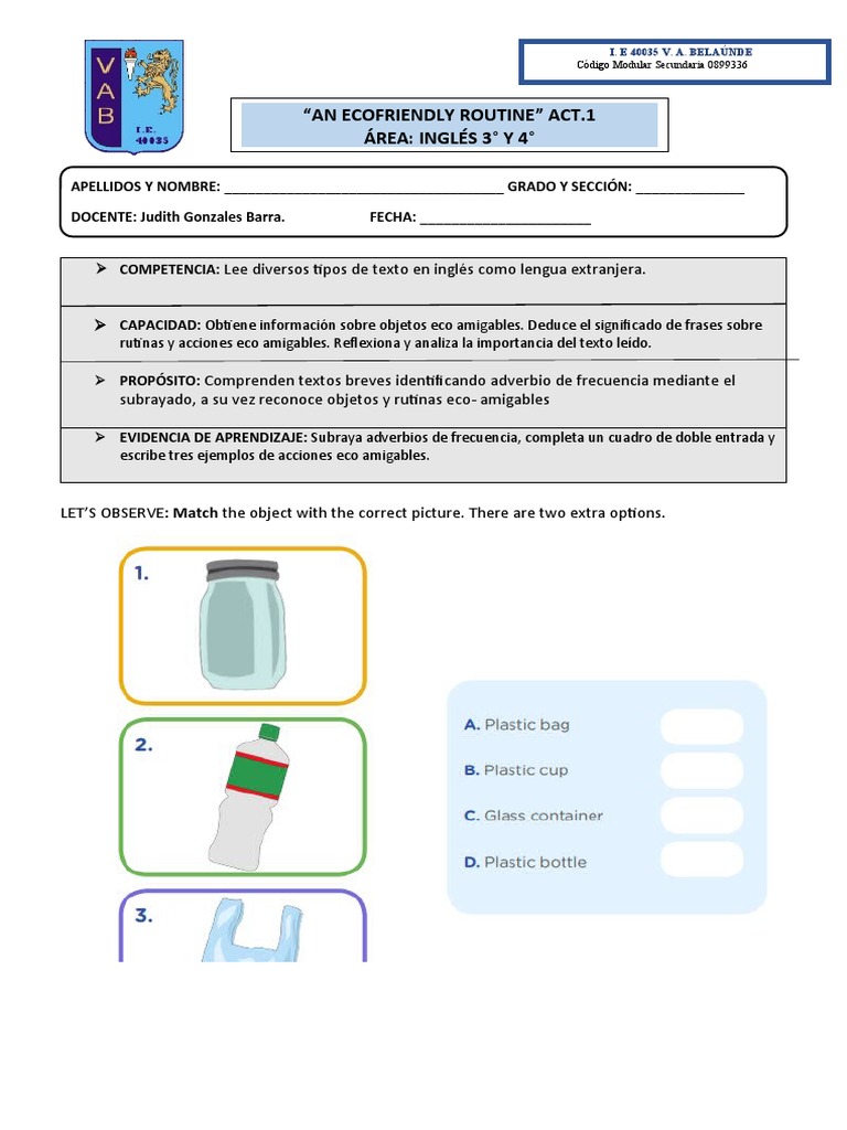 ACTIVITY 01, Exp.4, 3°Y4°.Judith-23 | PDF