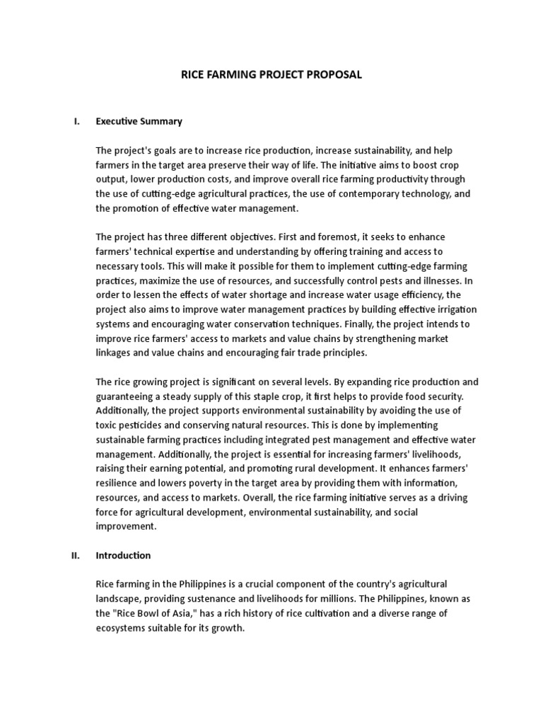 Rice Farming Project Proposal | PDF