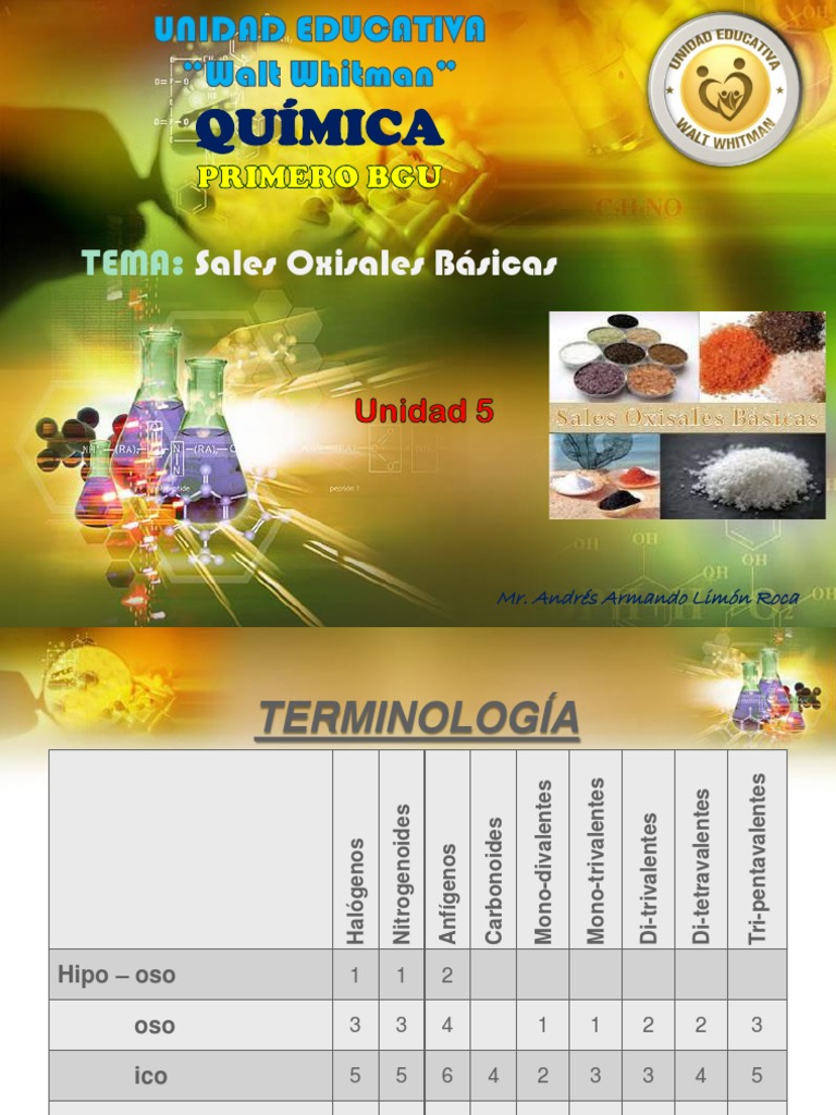Sales Oxisales Básicas. | PDF | Óxido | Ácido