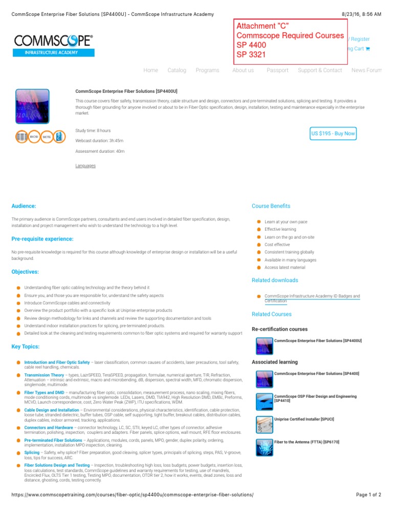 RFP 288-01-16 Fiber Man Services Attachment C Commscope Requirements | PDF | Optical Fiber ...