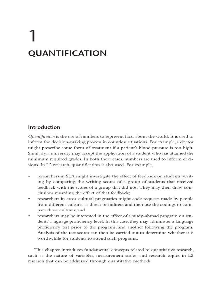 Quantitative Methods in L2 Research | PDF | Level Of Measurement ...