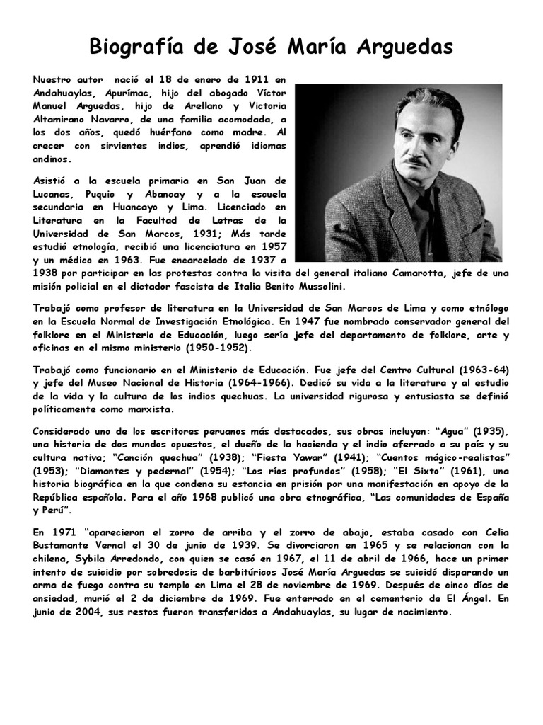 Biografía de José María Arguedas | PDF | Ciencias sociales