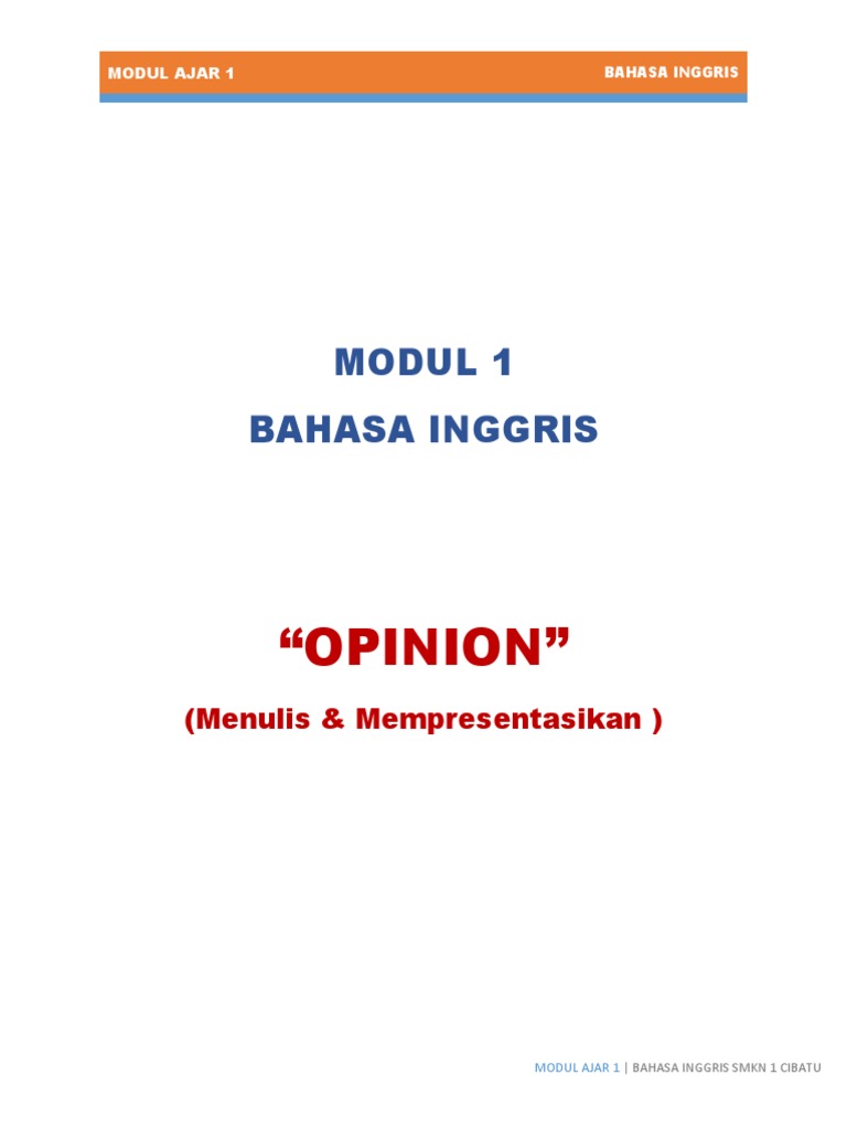 Modul Ajar 1 (Opinion) - 2022 | PDF