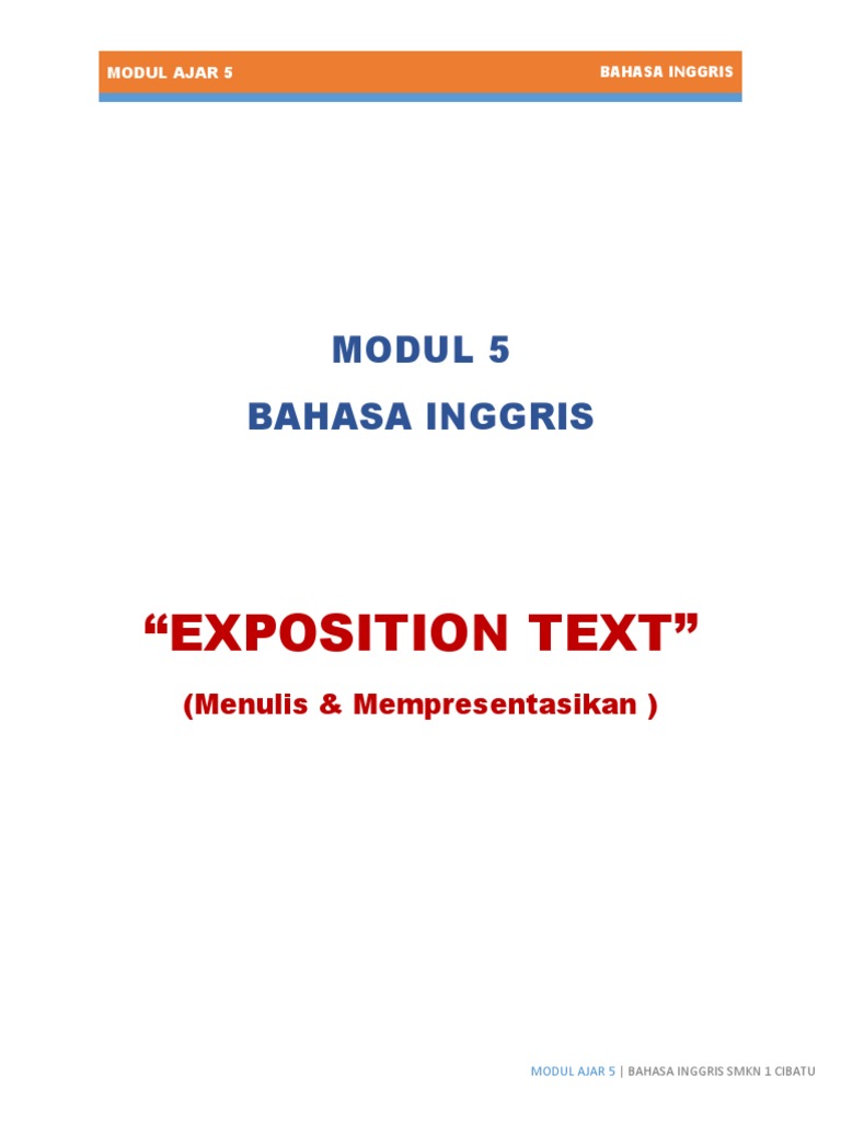 Modul Ajar 5 (Exposition) - 2022 | PDF