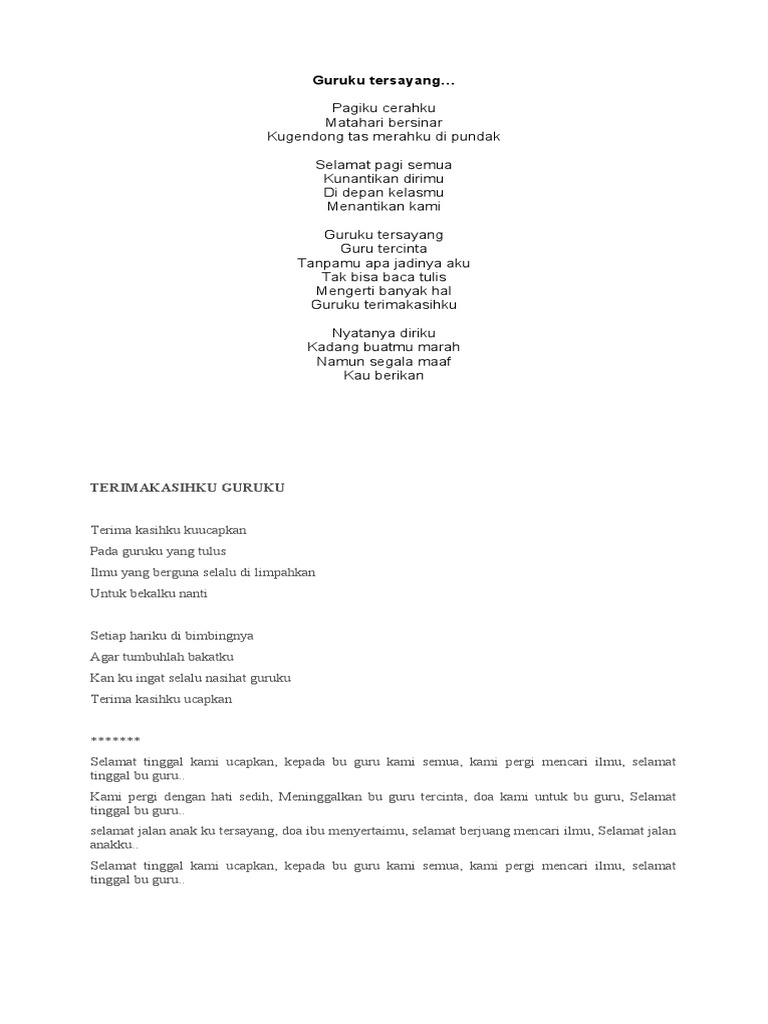 Terima Kasih Guruku: Ungkapan Perpisahan | PDF