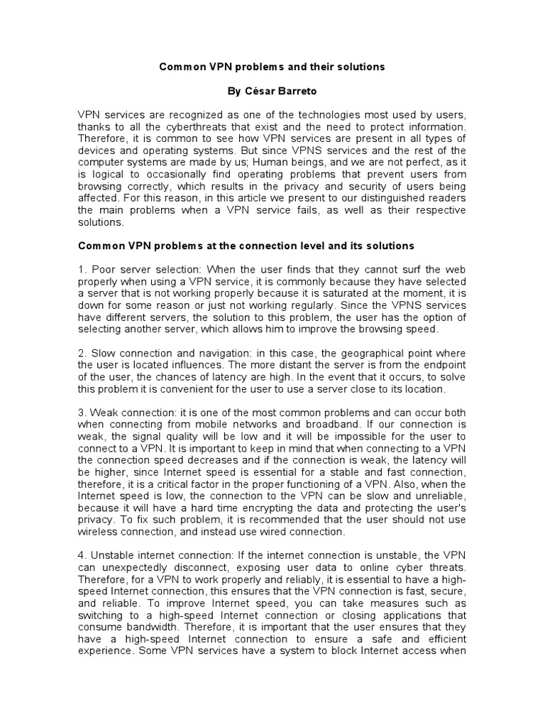 H.1 Common VPN Problems and Their Solutions - Version 1 | PDF | Virtual ...