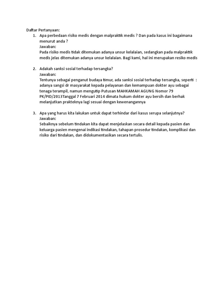 Daftar Pertanyaan Presentasi | PDF