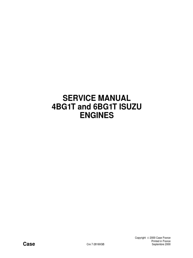 Isuzu Engines 4bg1t 6bg1t Service Manual | PDF