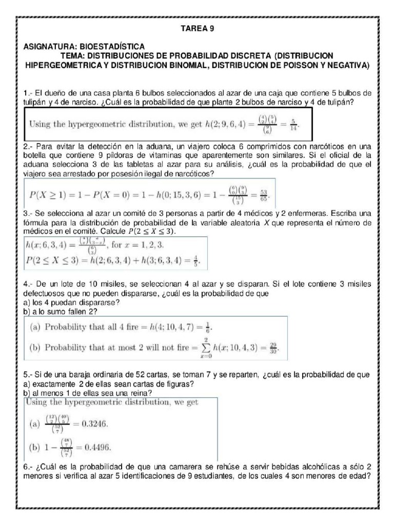PDF Tarea 9 de Probabilidad y Estadistica Con Respuestas Compress | PDF
