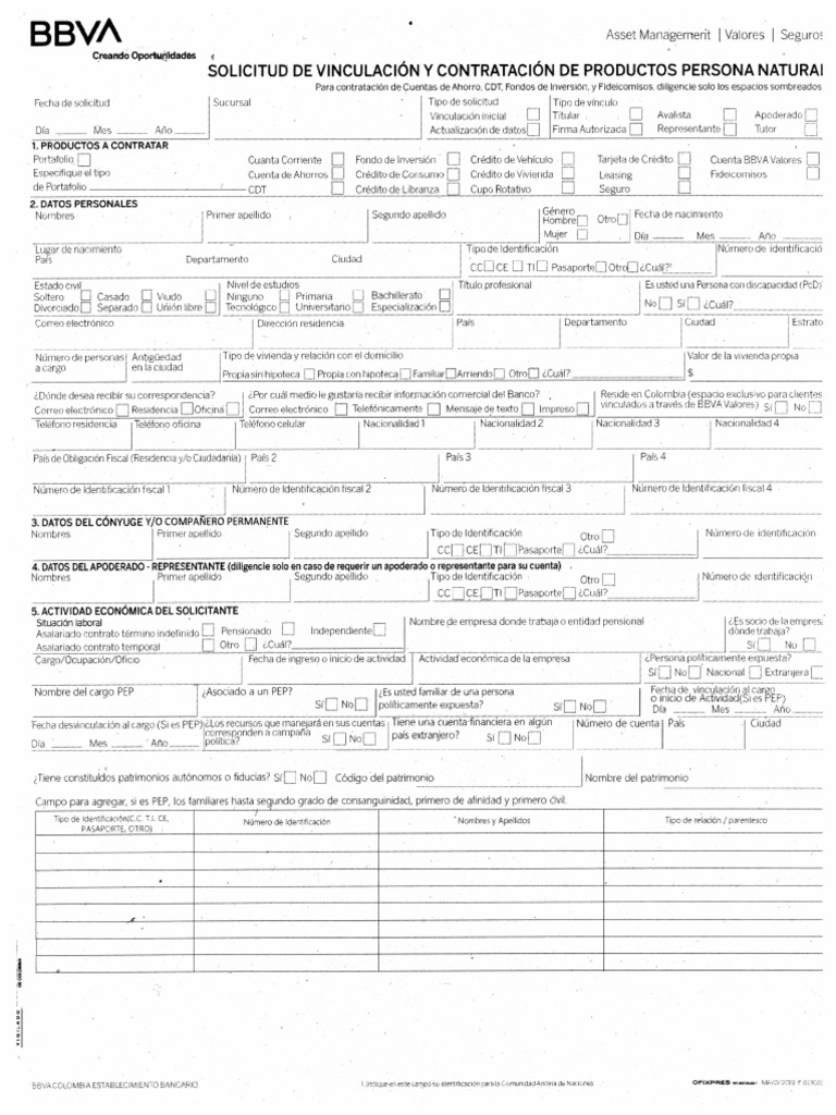 Formulario de Vinculacion BBVA | PDF