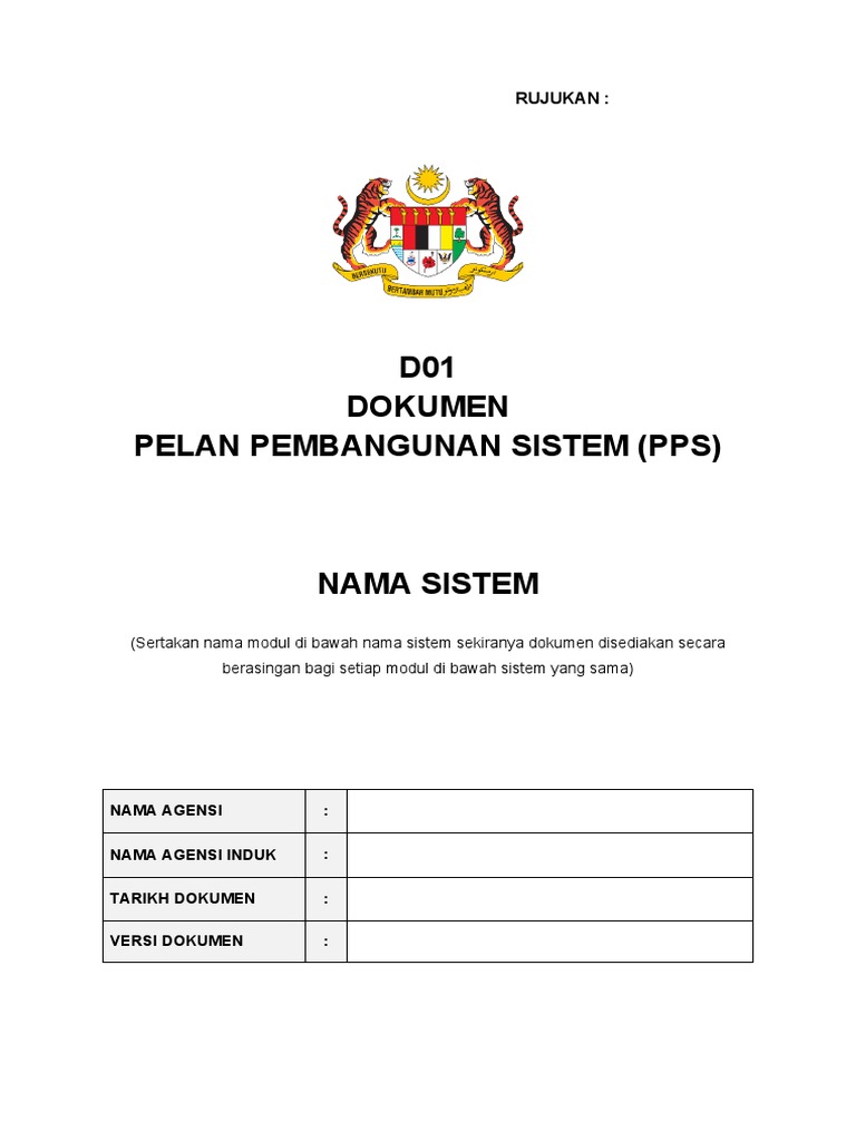 D01 Dokumen Pelan Pembangunan Sistem (PPS) : Rujukan | PDF
